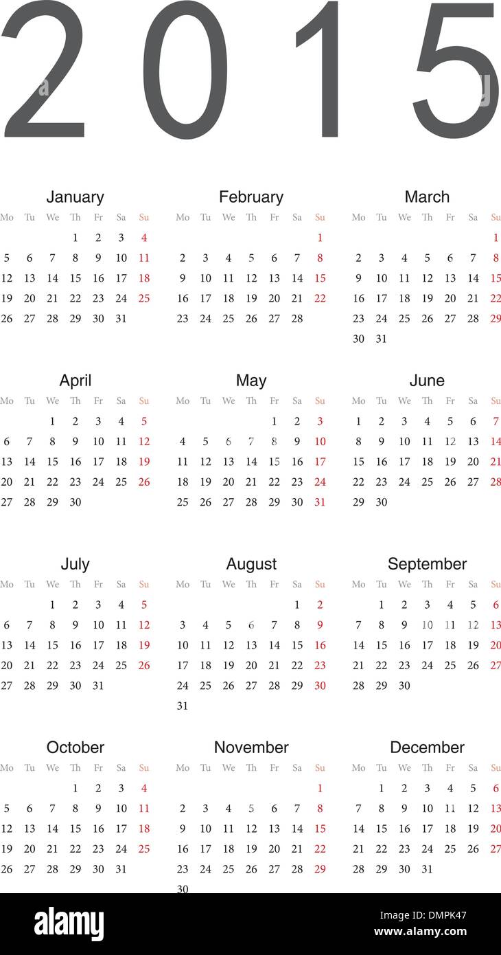 Calendrier simple Banque d'images vectorielles - Alamy