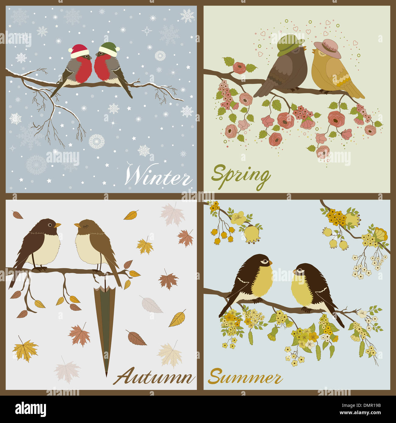 Four seasons cartoon illustration Banque de photographies et d’images à ...