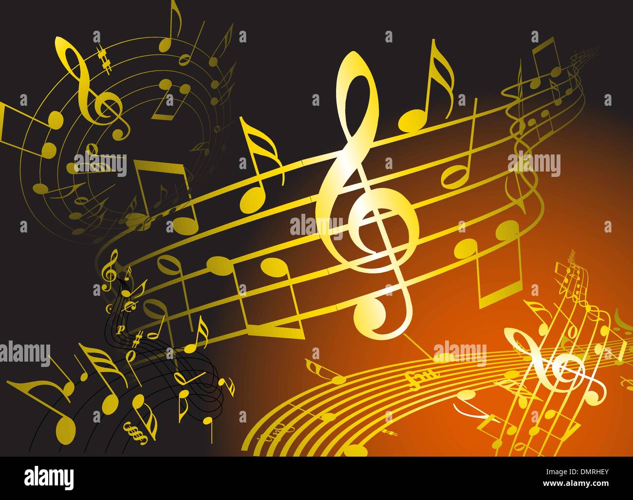 Note de musique dorée Banque d'images vectorielles - Alamy