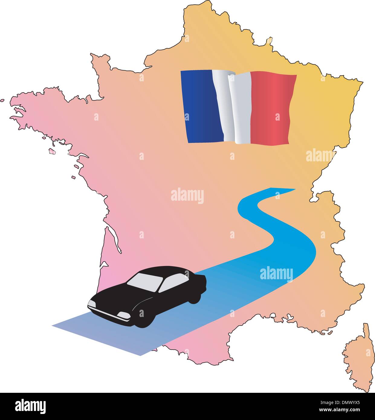 Carte france routes vecteur Banque de photographies et d’images à haute ...