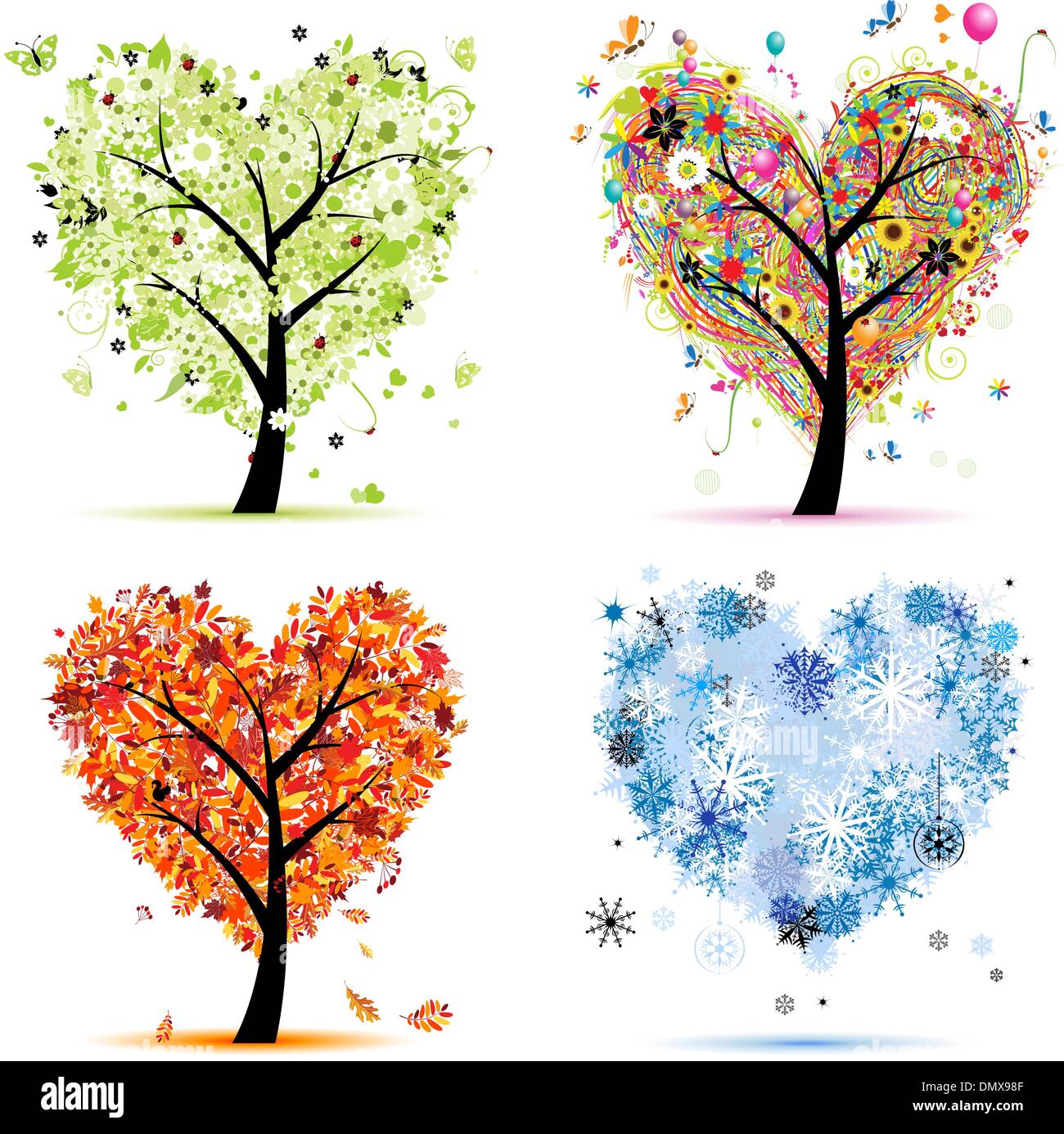 Quatre saisons - printemps, été, automne, hiver. Arbre généalogique de ...