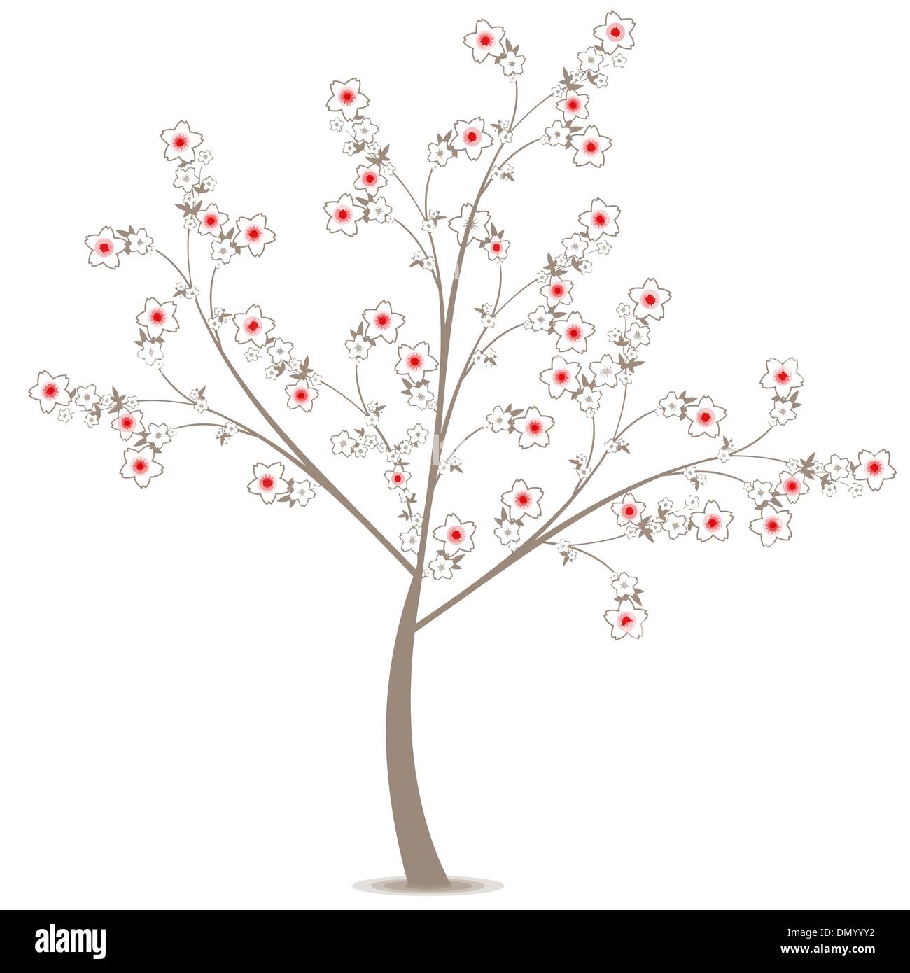 Arbre fleur rouge Banque d'images vectorielles - Alamy