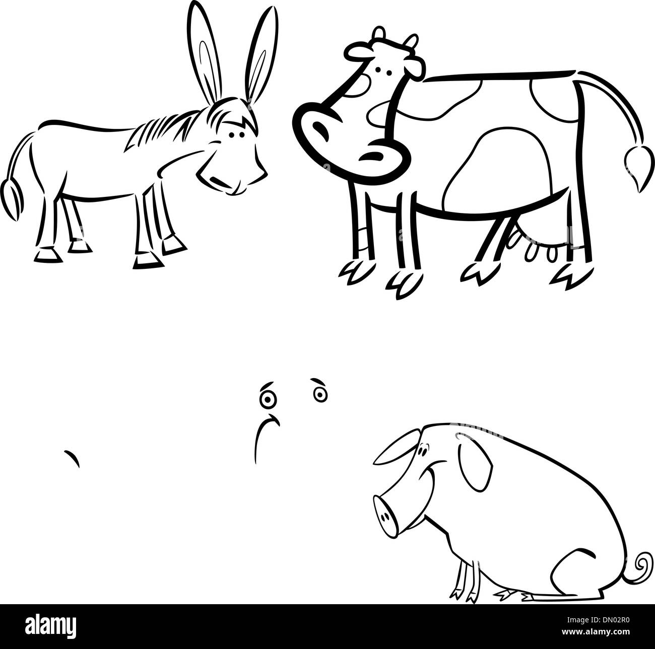 Humour des animaux de ferme Banque d'images noir et blanc - Alamy