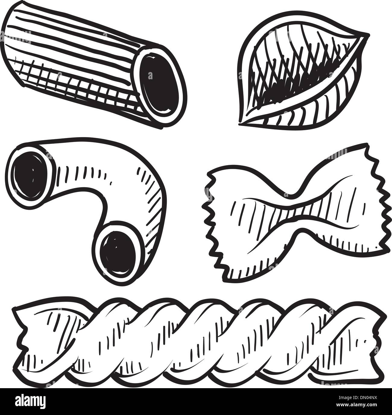 Types de pâtes dessin vectoriel Image Vectorielle Stock - Alamy