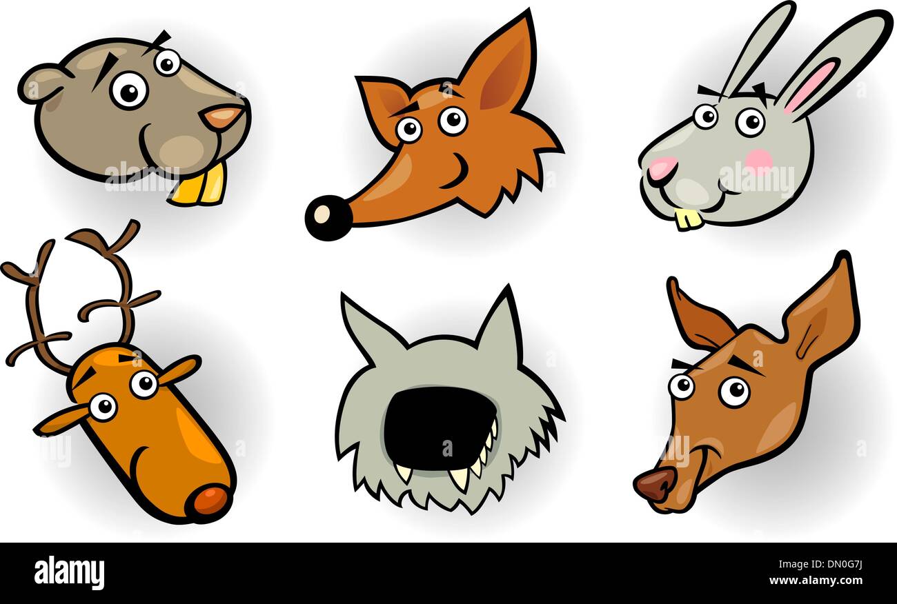 Les animaux de la série têtes Cartoon Image Vectorielle Stock - Alamy