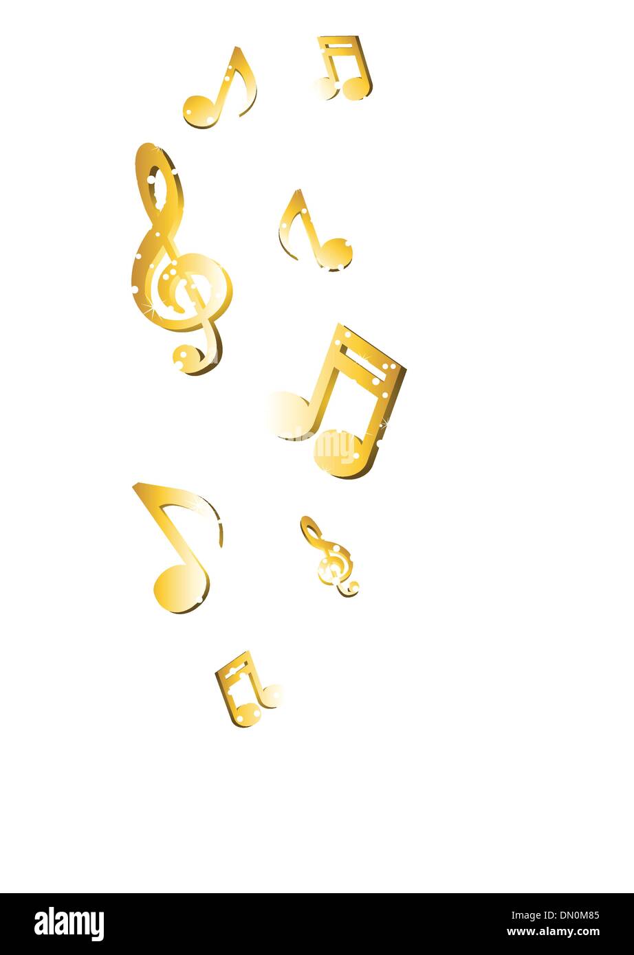 Fond doré avec des notes de musique et les étoiles Image Vectorielle ...
