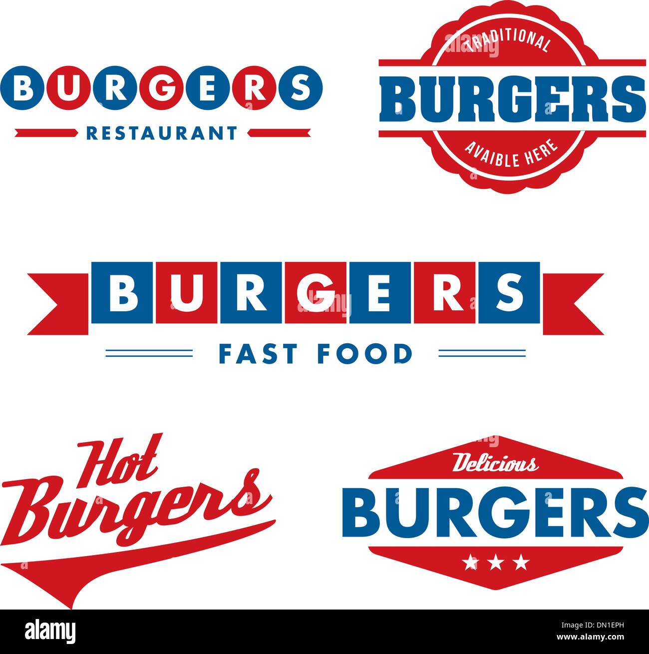 Vintage fast food logo vector Banque de photographies et d’images à ...