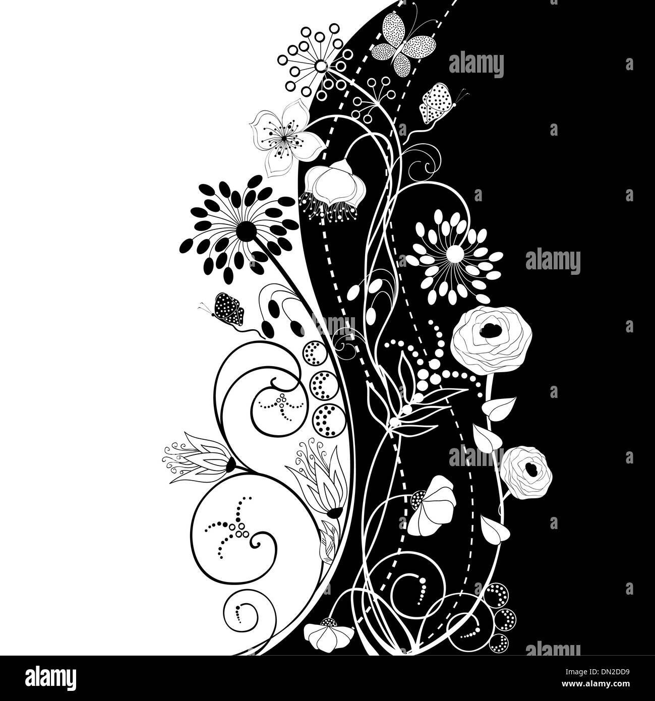 Dessin noir et blanc de fleurs Banque de photographies et d’images à ...