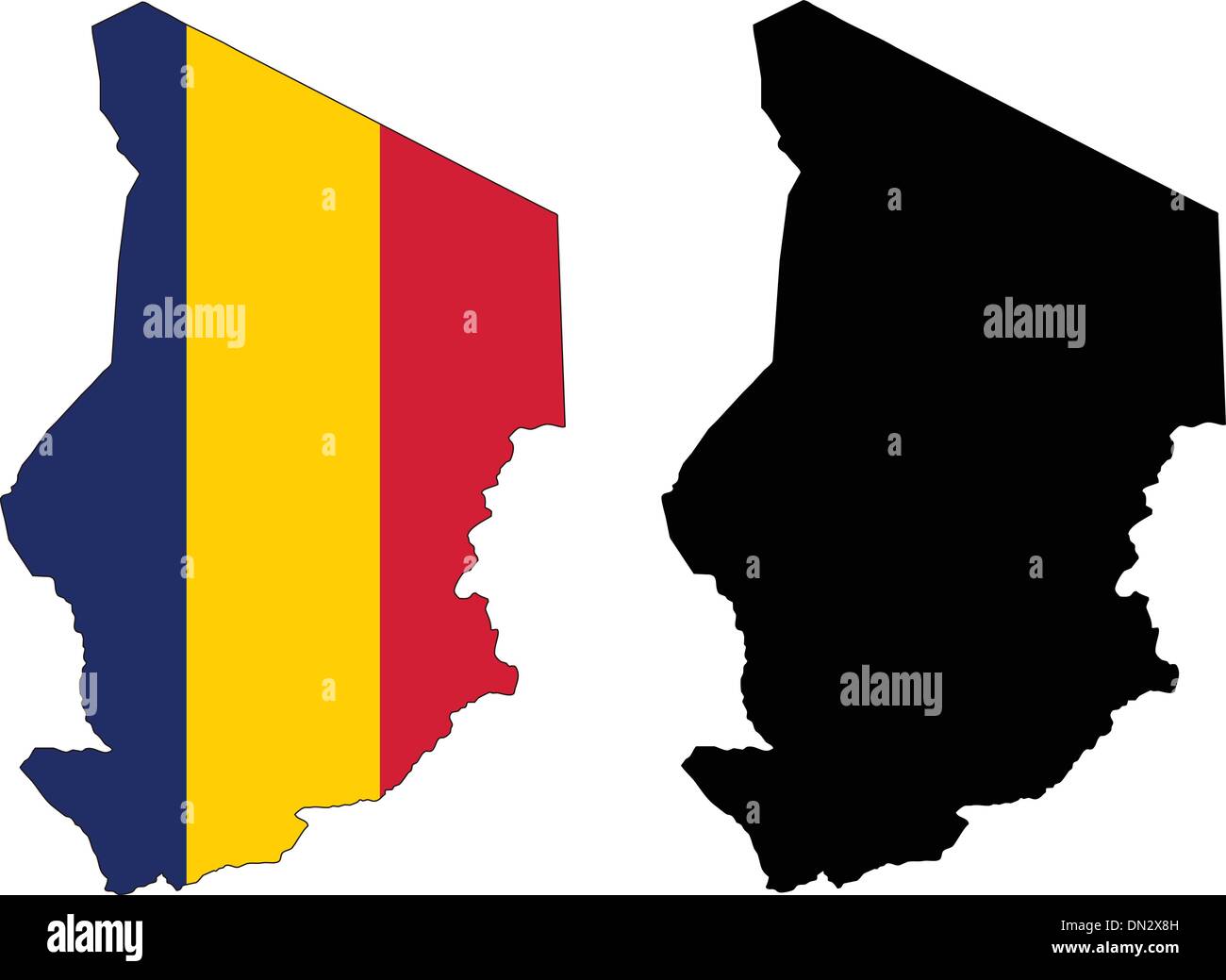 Carte du pays chad Banque d'images vectorielles - Alamy