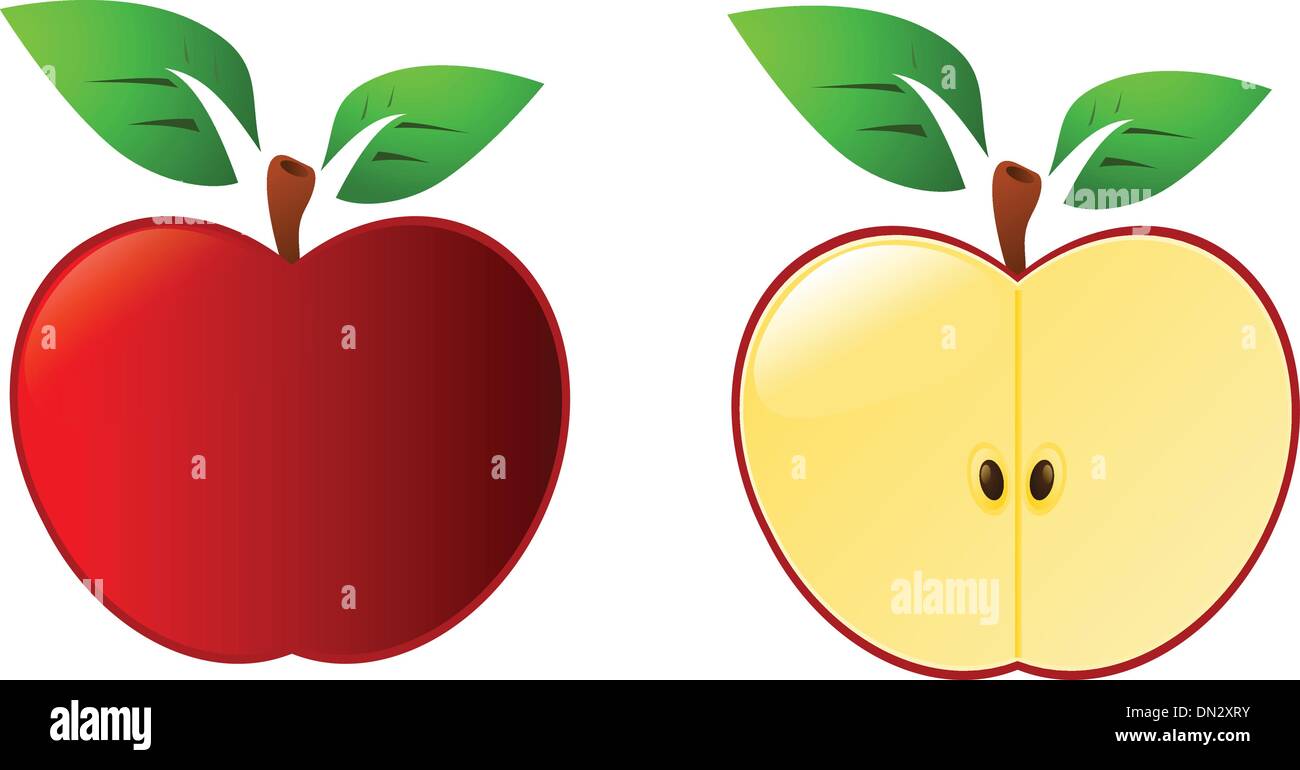 Pomme rouge isolé Banque d'images vectorielles - Alamy