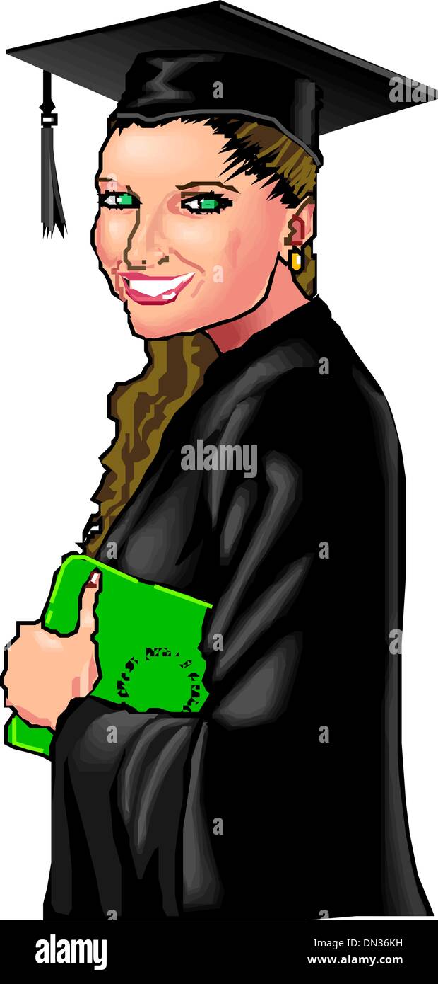 Fille de graduation Banque d'images vectorielles - Alamy