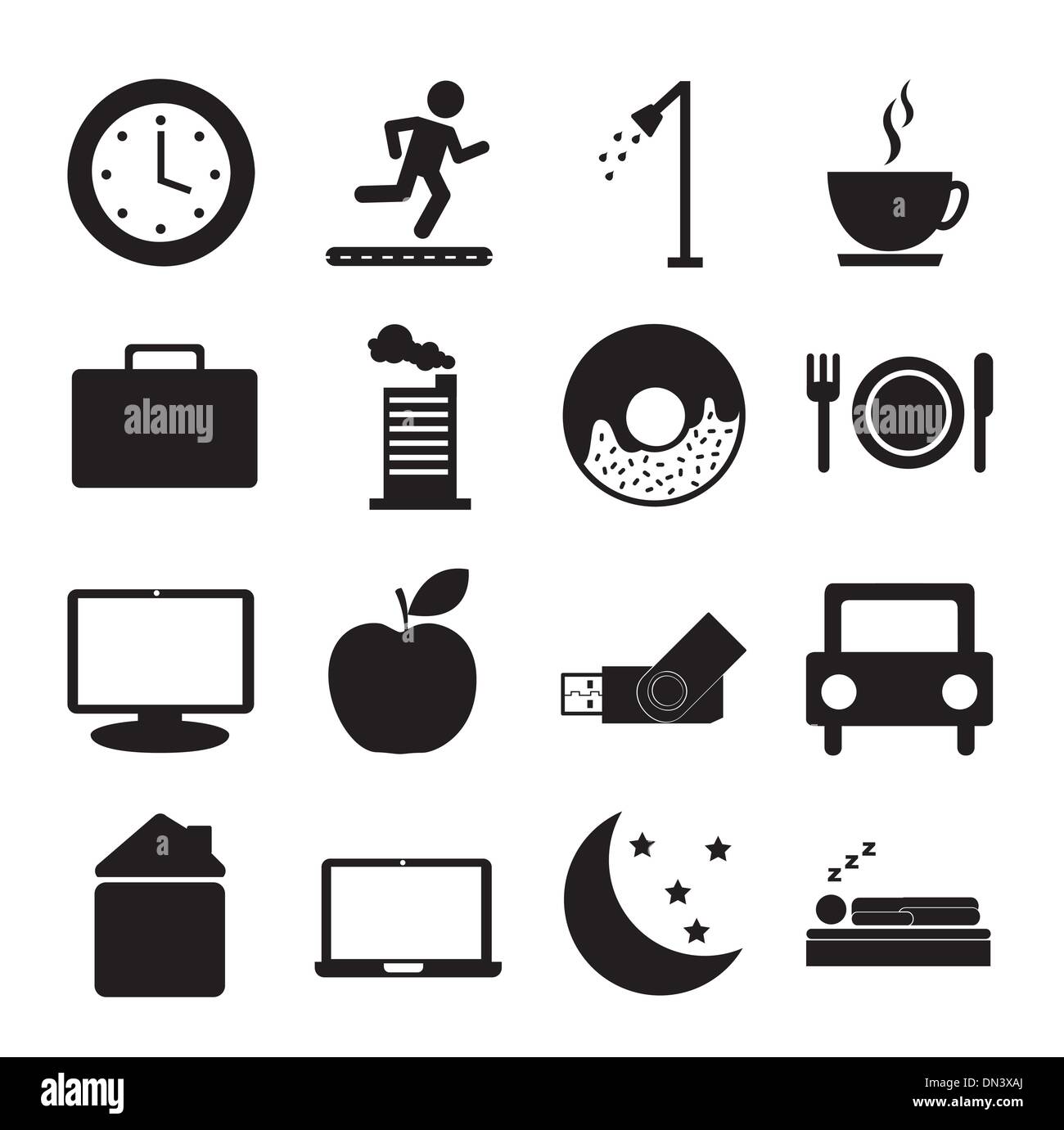 Man daily routine icon sign Banque de photographies et d’images à haute ...