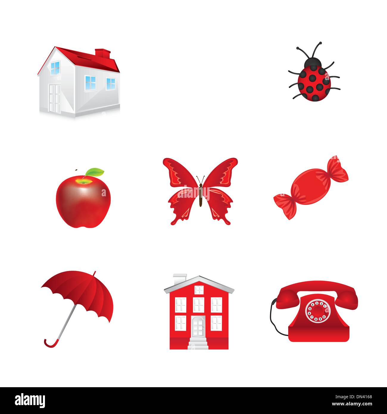 Coeur rouge 3d avec papillon Banque d'images vectorielles - Alamy