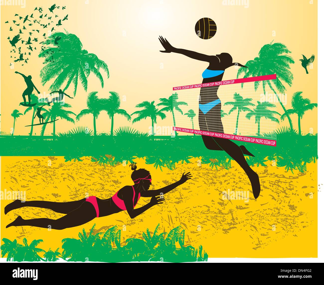 Girls Beach Volley Team Banque Dimages Vectorielles Alamy