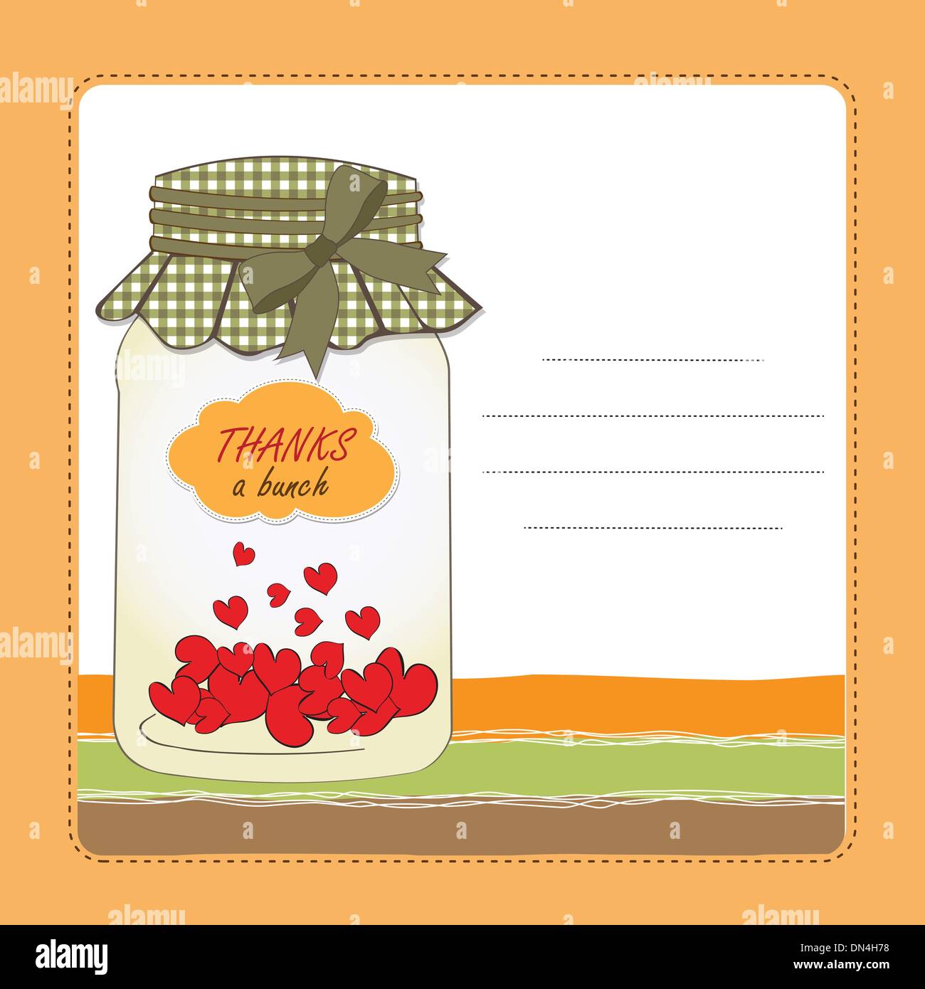 Carte de remerciement avec coeurs Banque d'images vectorielles - Alamy