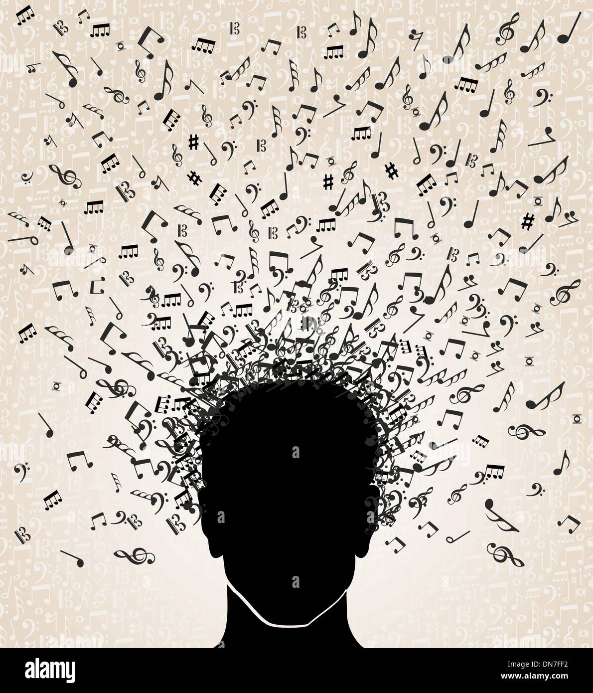 Head silhouette cloud note music Banque de photographies et d’images à ...