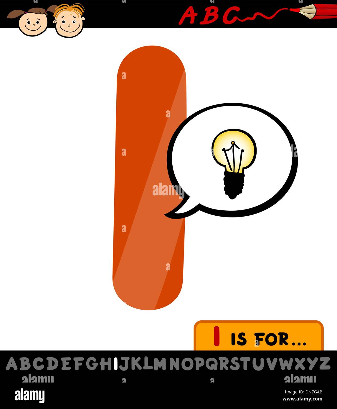 Lettre i avec idée signer cartoon illustration Image Vectorielle Stock ...