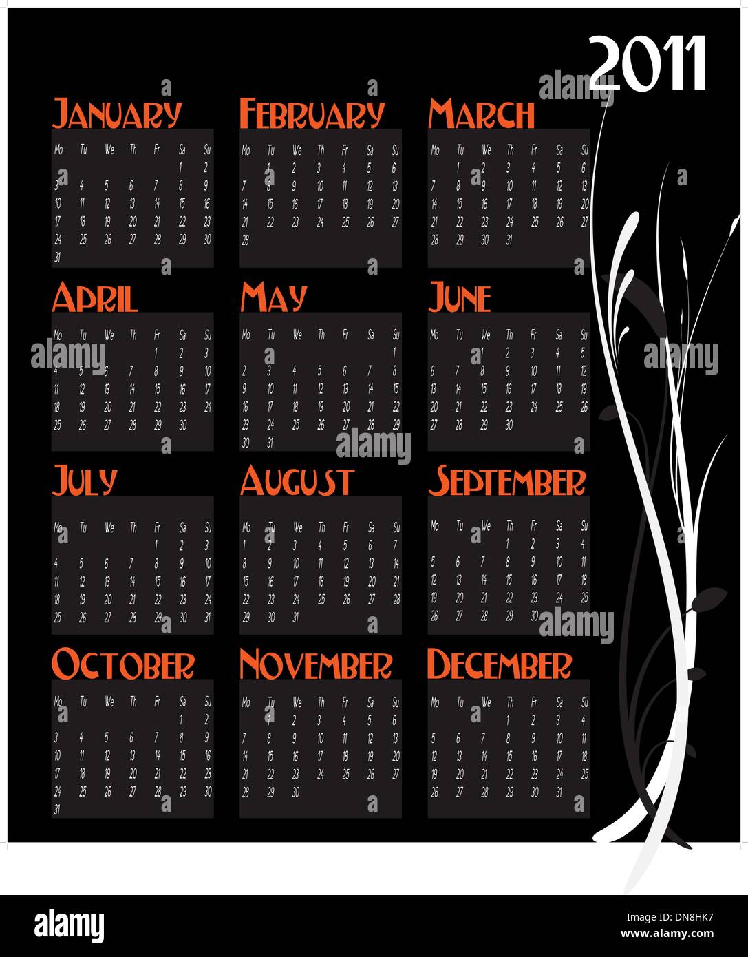 Calendrier des dates de l'année Banque d'images vectorielles - Alamy