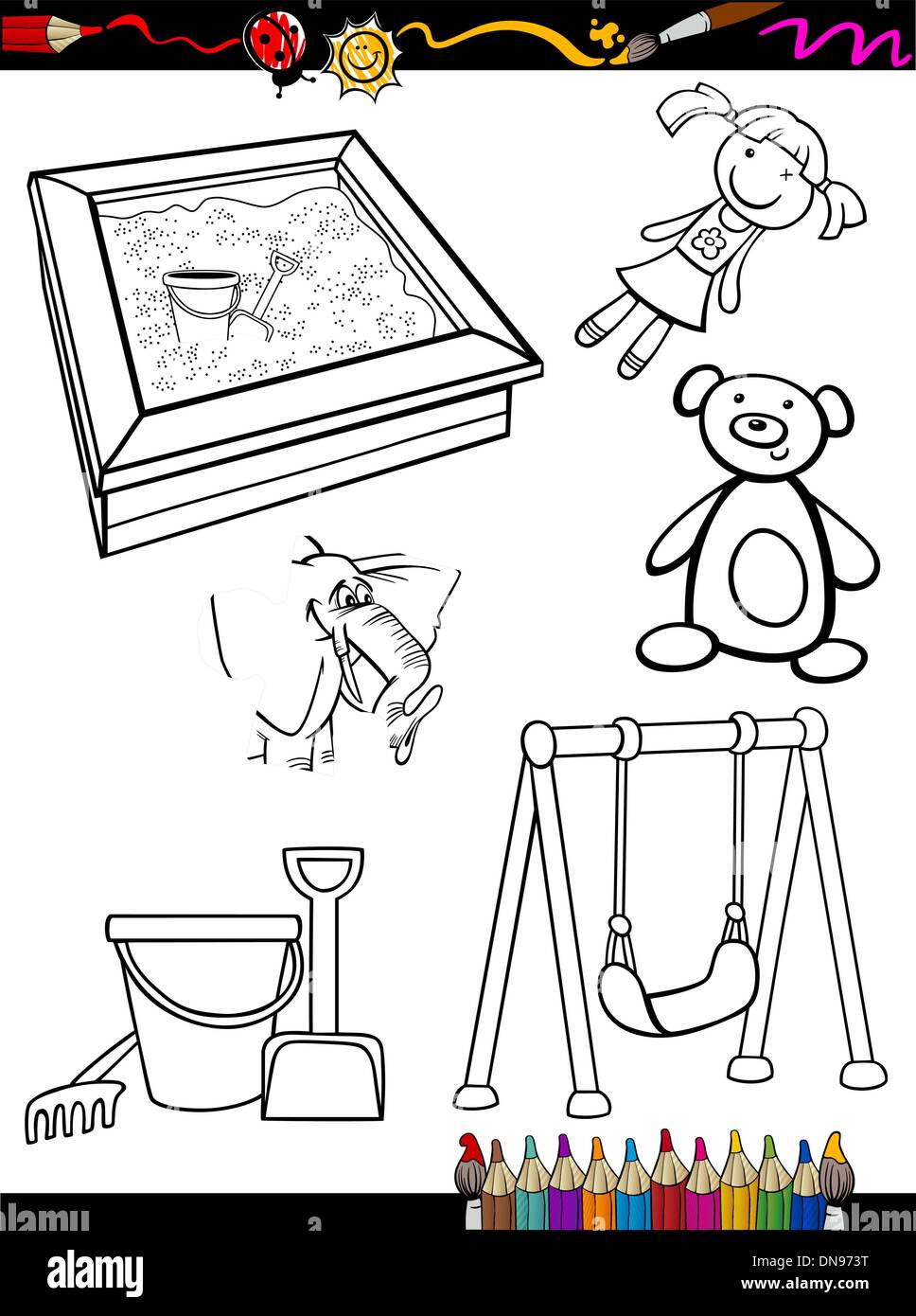 Objets jouets coloriage dessin animé Image Vectorielle Stock - Alamy