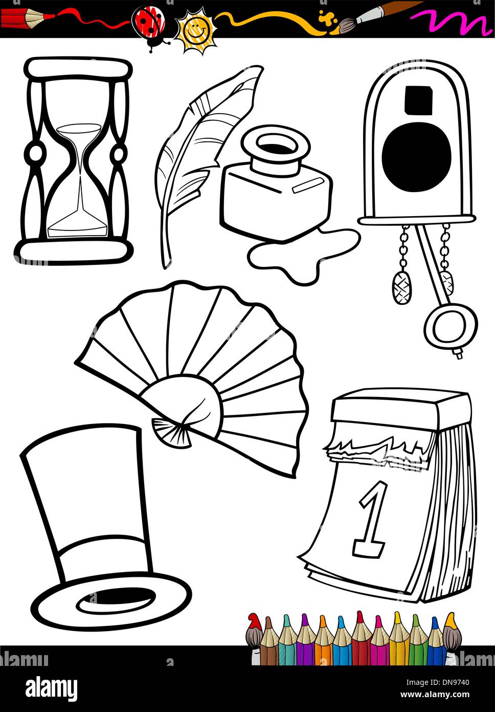 Cartoon objects coloring page Banque d'images vectorielles - Alamy