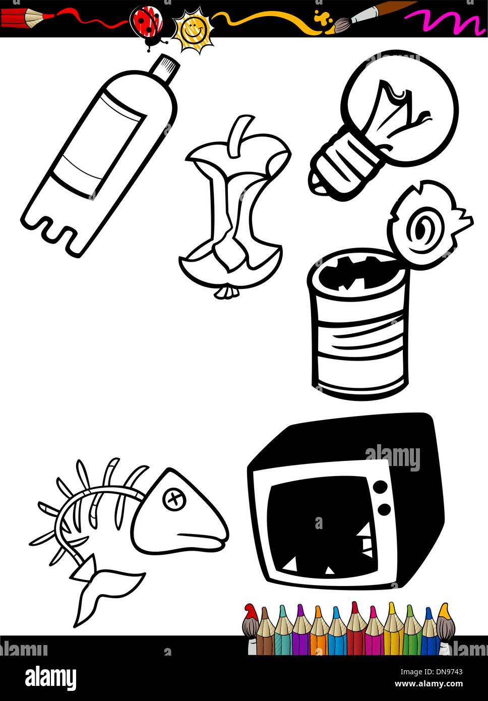 Les dessins à colorier les objets Image Vectorielle Stock - Alamy