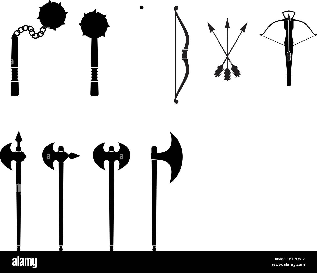 Armes médiévales Set Image Vectorielle Stock - Alamy