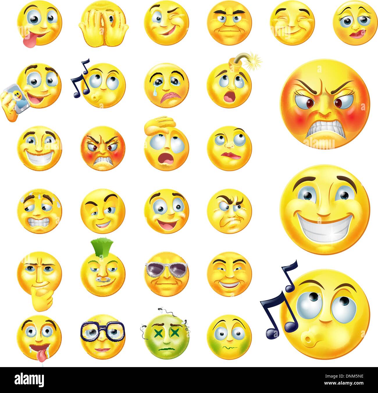 Un ensemble très original de l'émoticône ou icônes emoji représentant ...