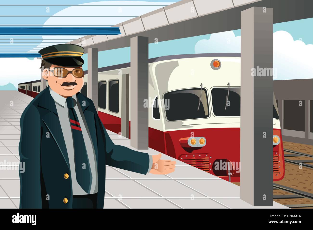 Un homme à la gare de train Banque d'images vectorielles - Alamy