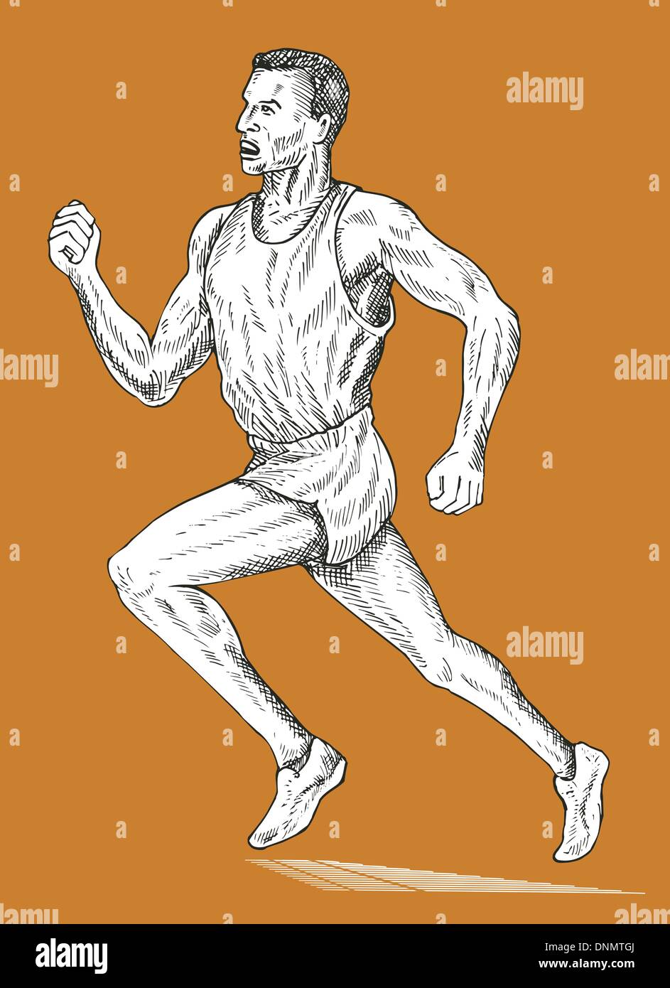 Marathon runner running drawing Banque d'images vectorielles - Alamy