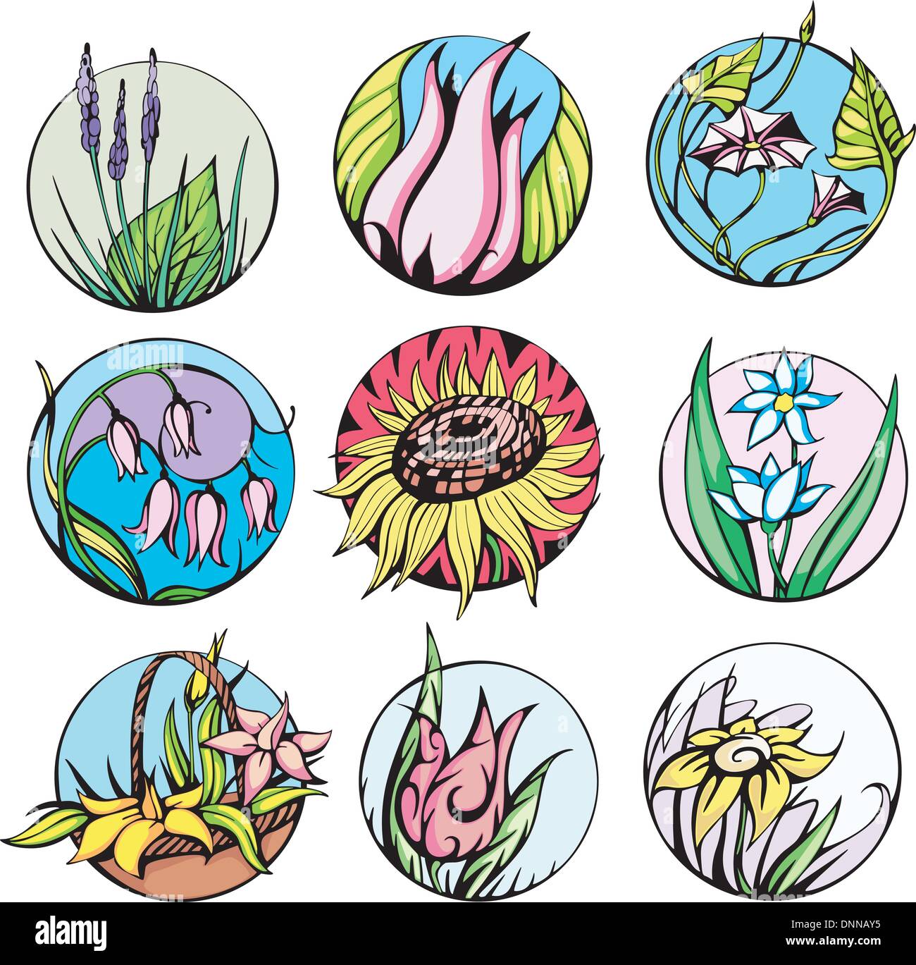 Dessins de fleurs Banque d'images vectorielles - Alamy