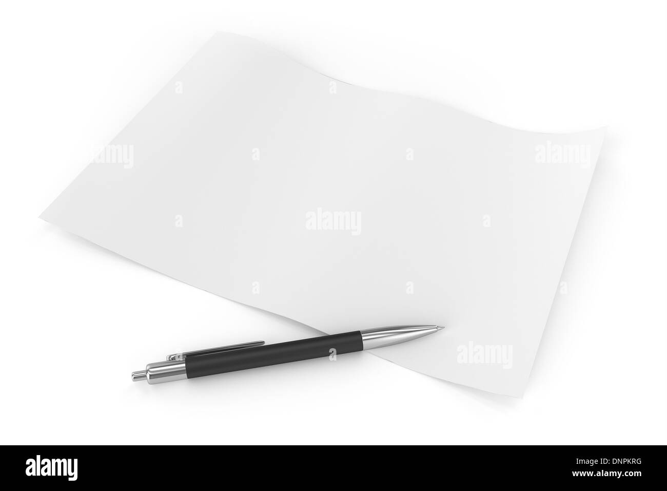 Feuille avec stylo Banque d'images noir et blanc - Alamy