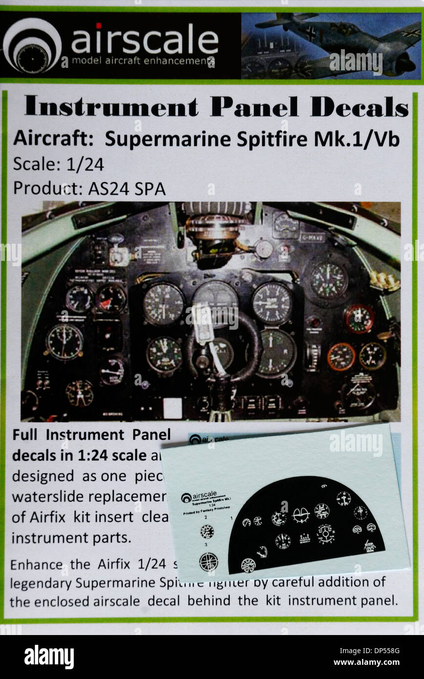 Autocollants - Pièces de modélisation à l'échelle 1/24th scale Spitfire ...