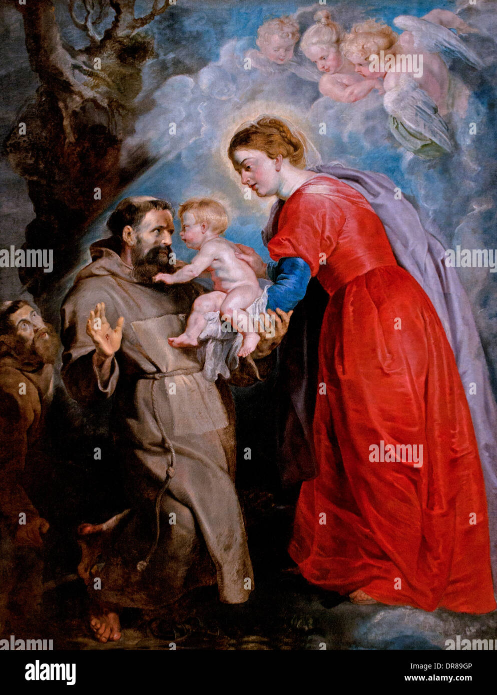 Saint François recevant l'Enfant Jésus d'entre les mains de la Vierge ...