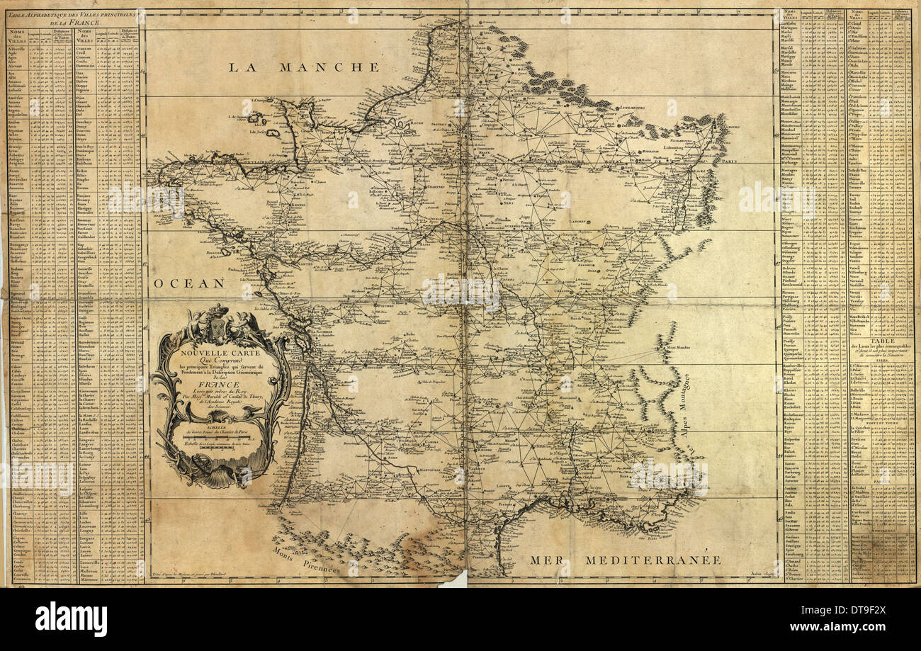 Nouvelle carte de la France, 1744. Artiste : Maraldi, Jean-Dominique ...