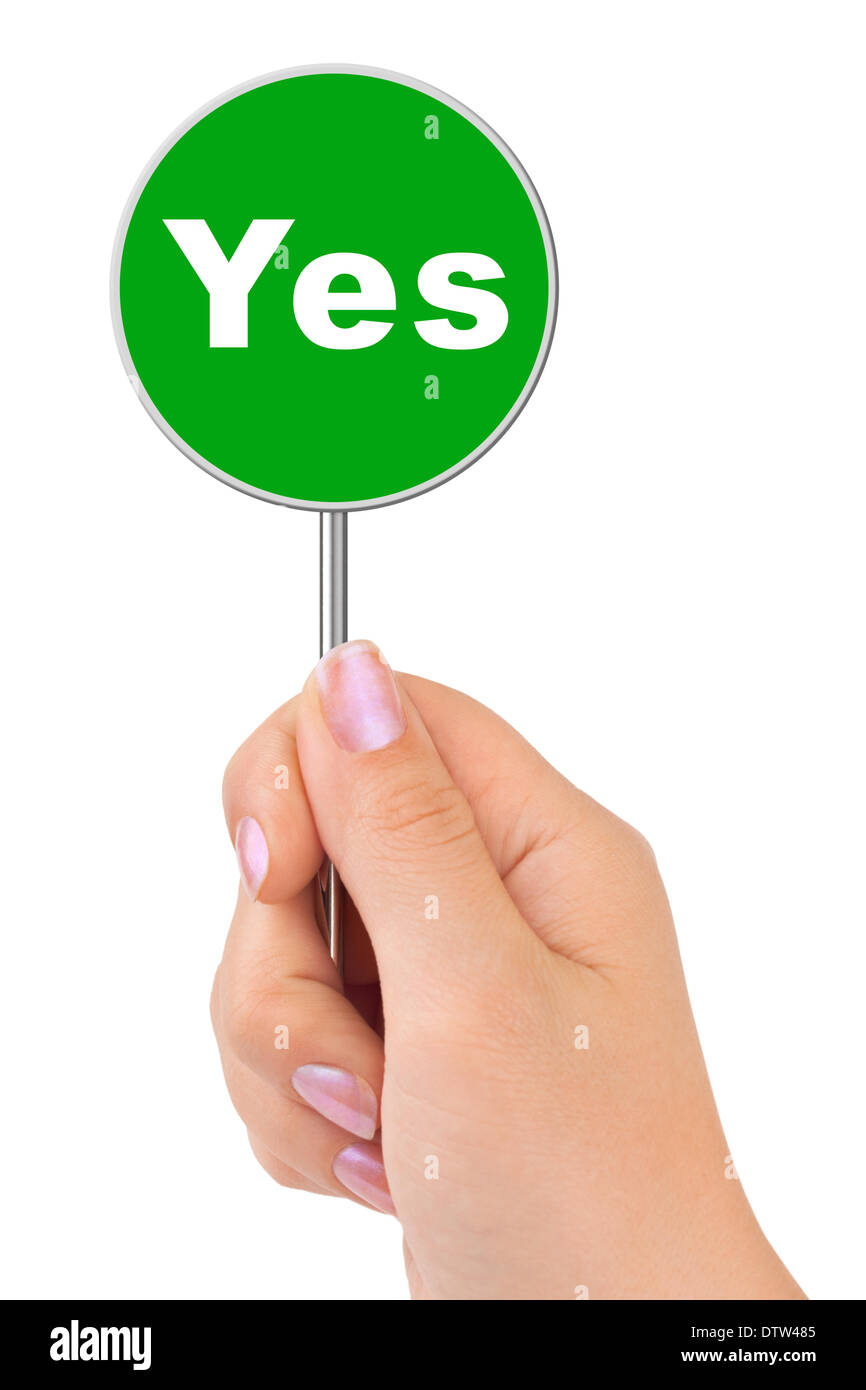 Oui signer dans la main Photo Stock - Alamy