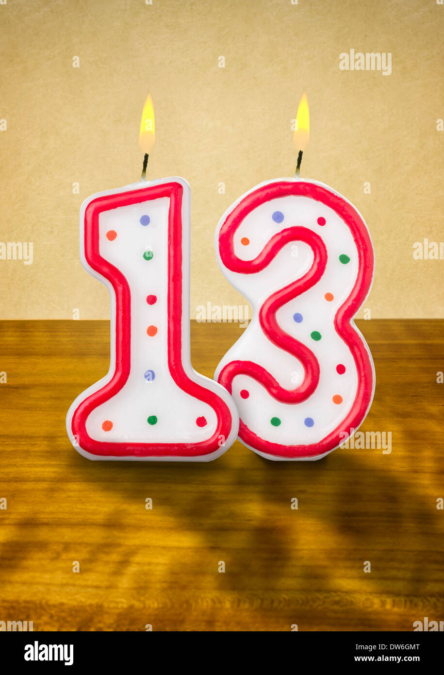 Birthday candle number 13 flame Banque de photographies et d’images à ...