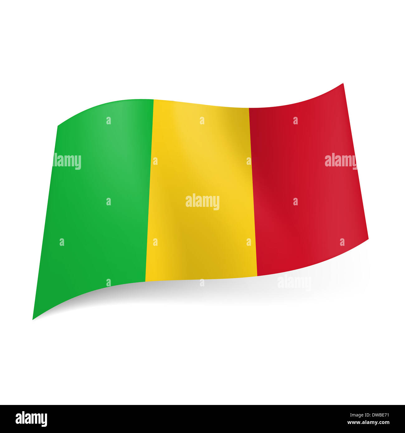 Drapeau national du Mali : vert, jaune et rouge rayures verticales ...