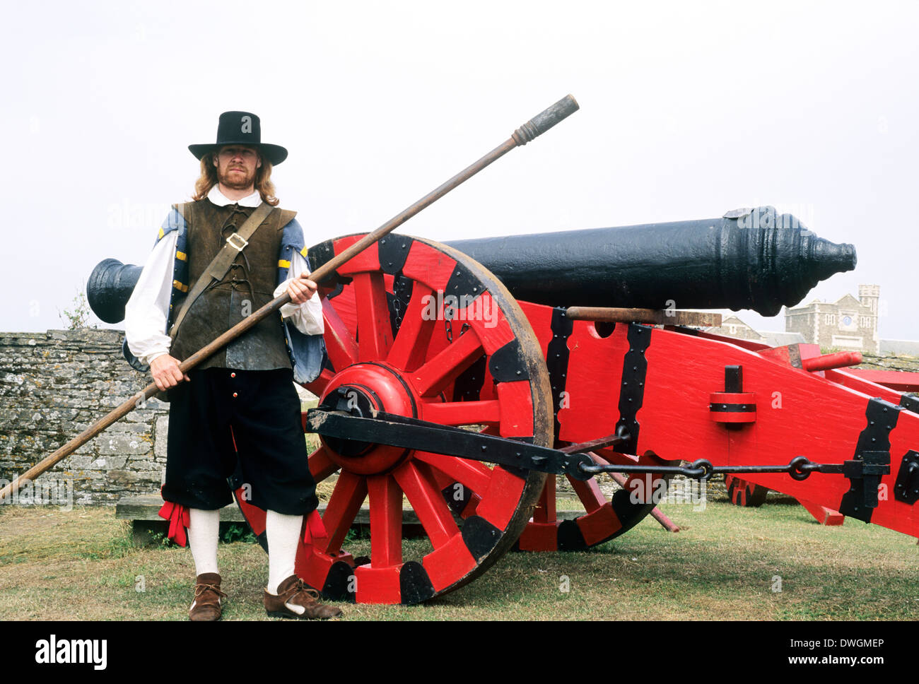 Guerre Civile Anglaise, Cannon et Gunner, 17e siècle, reconstitution de ...