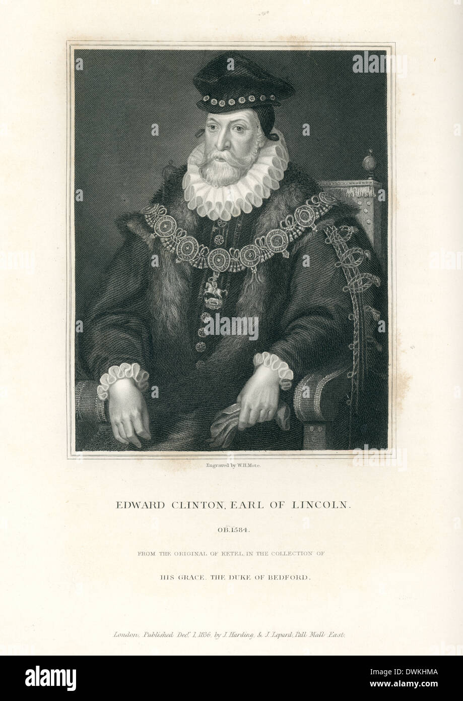 Portrait d'Edward Clinton, comte de Lincoln, 1584. Un noble anglais et ...