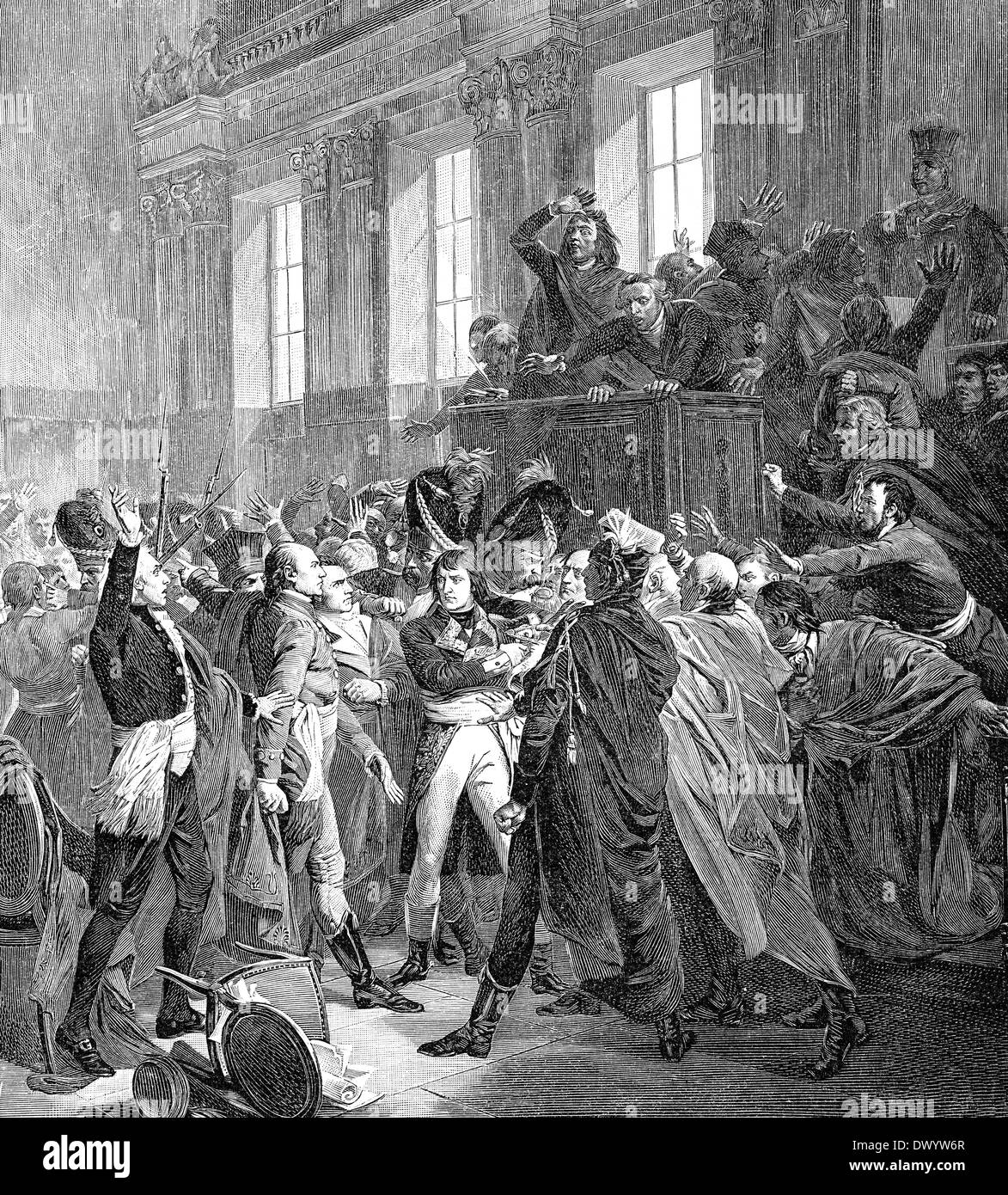 Le général Bonaparte lors du coup d'état du 18 Brumaire à Saint-Cloud ...