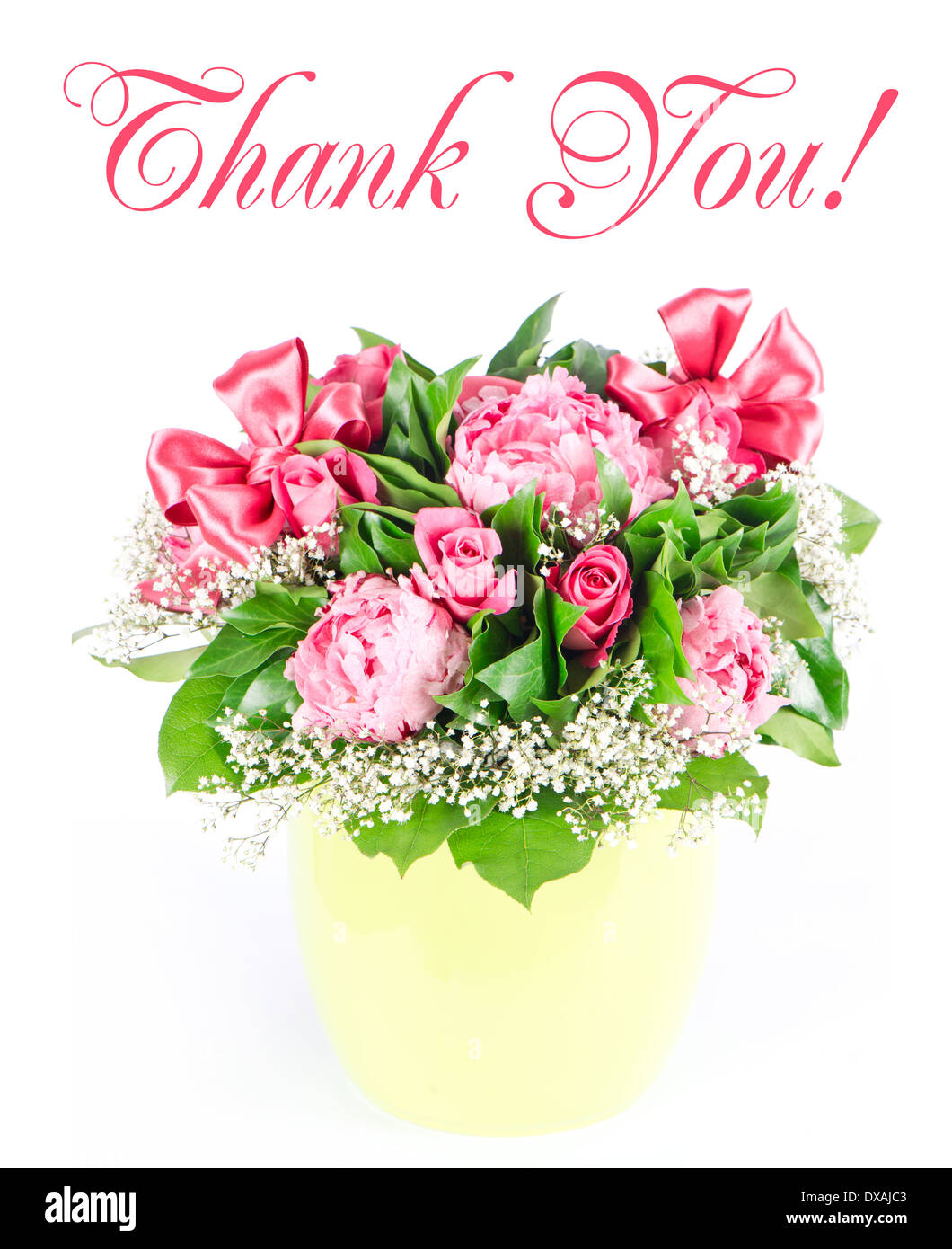 Carte de remerciement avec des fleurs roses Banque d'images détourées ...