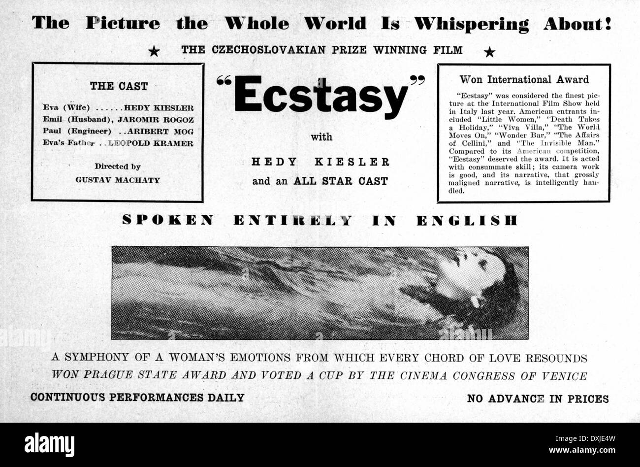 Extase 1933 Banque d'images noir et blanc - Alamy
