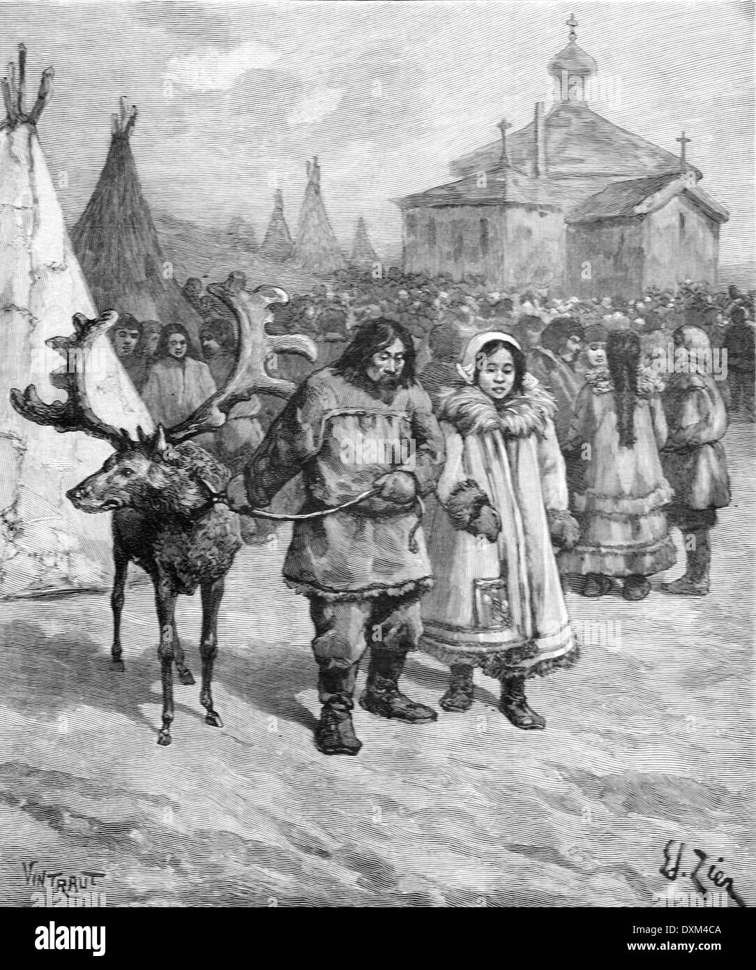 Sami in traditional costume lapland Banque d'images noir et blanc - Alamy