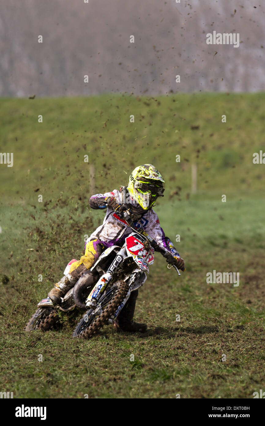Grasstrack Motorcycle Racing in Are Hoole, Lancashire, mars 2014 ...