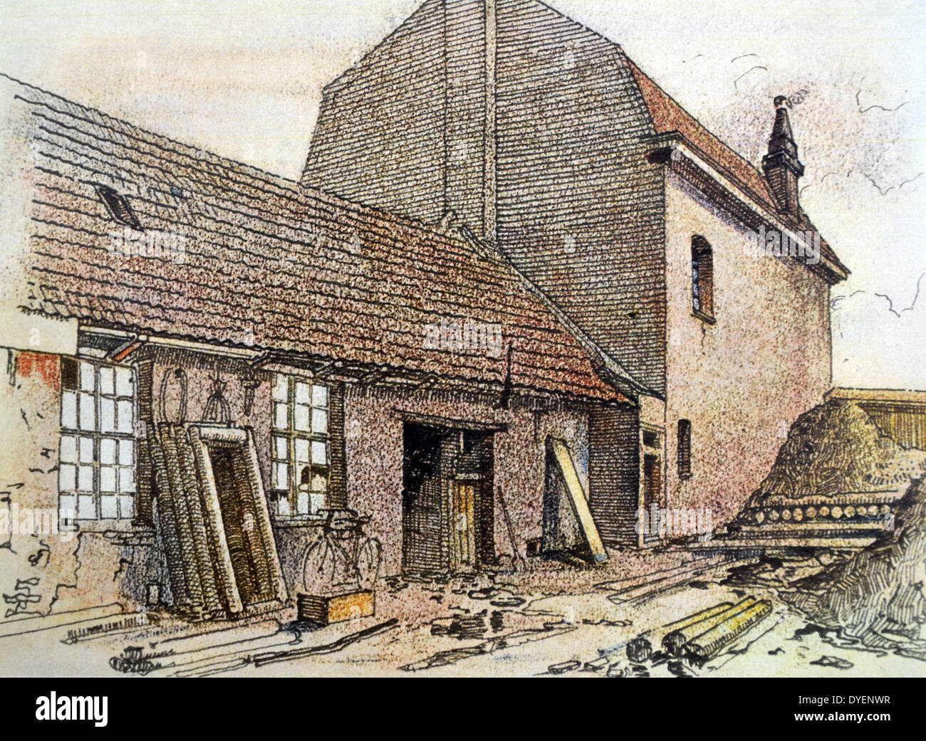 Peinture d'Adolf Hitler peint en Flandre pendant la Première Guerre ...