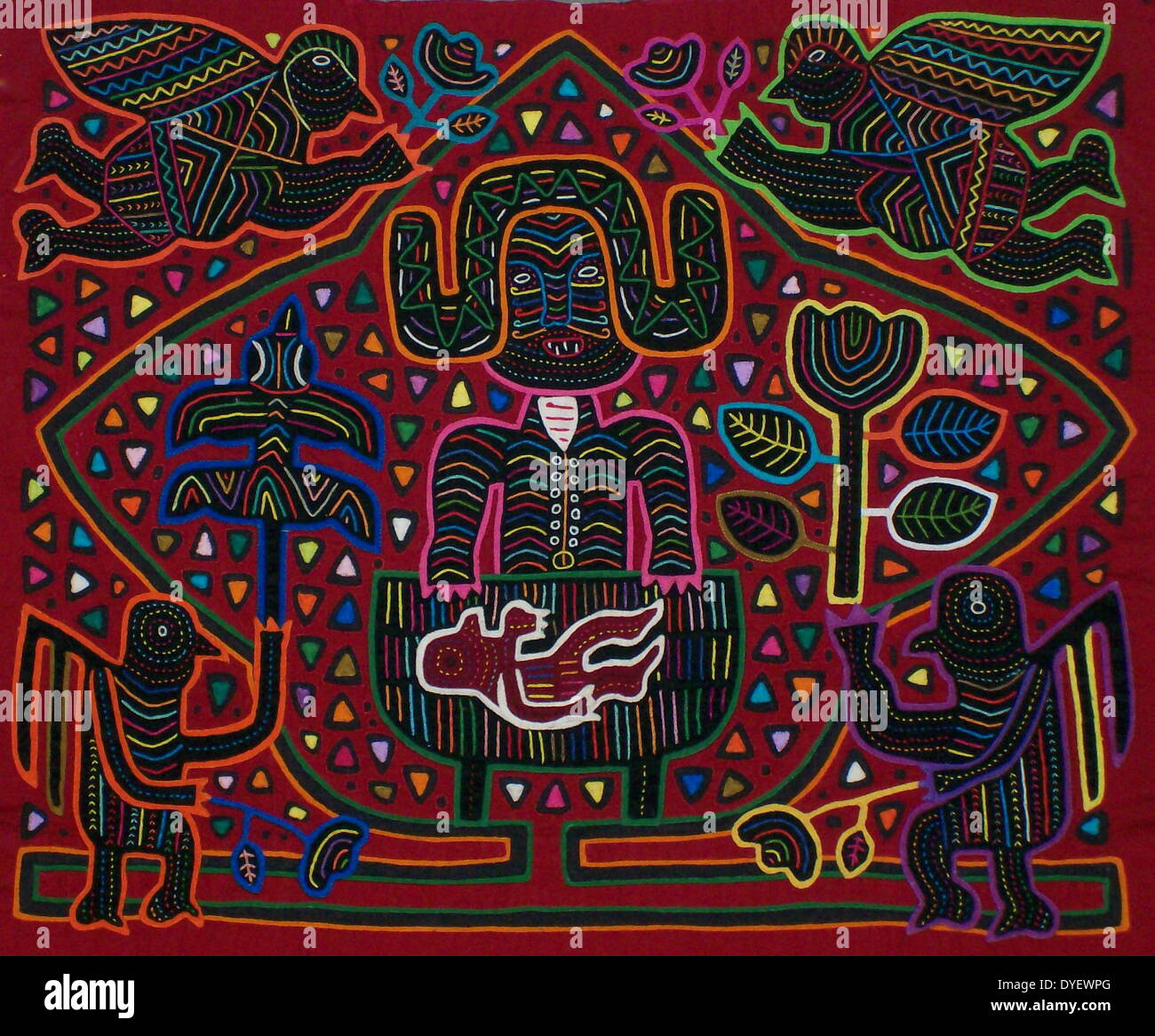 Mola Kuna par artiste textile indien, représentant un homme-médecine ...