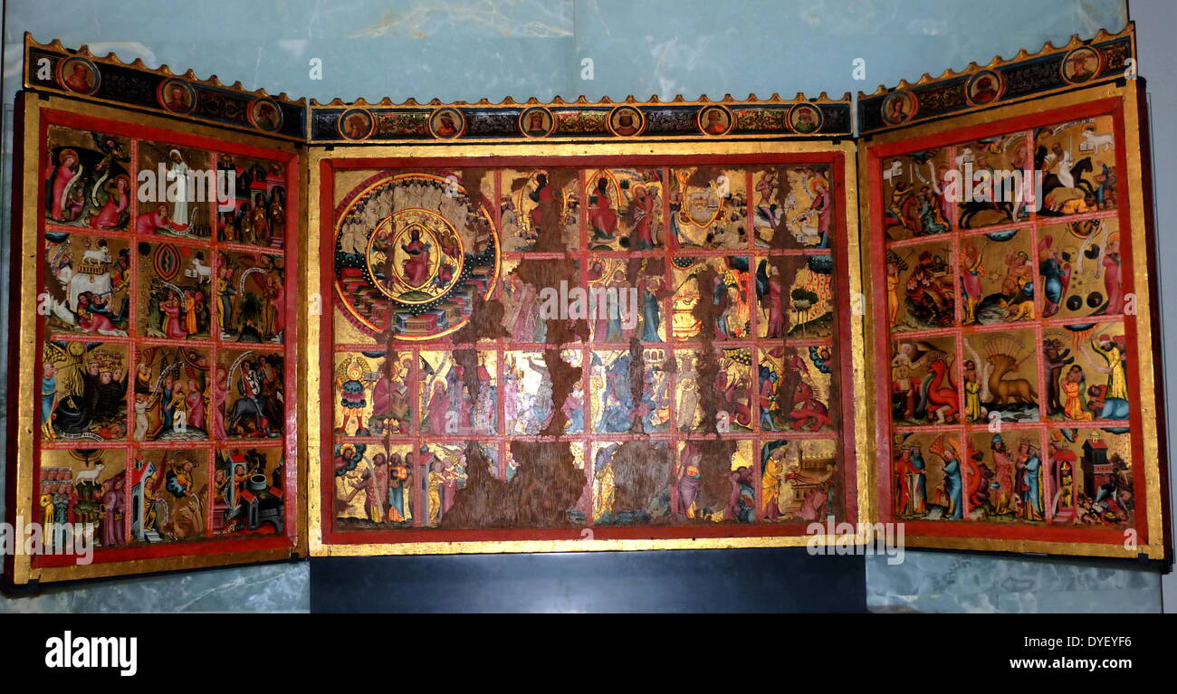 Triptyque avec des scènes de l'Apocalypse. Circa 1380. Faite par Maître ...