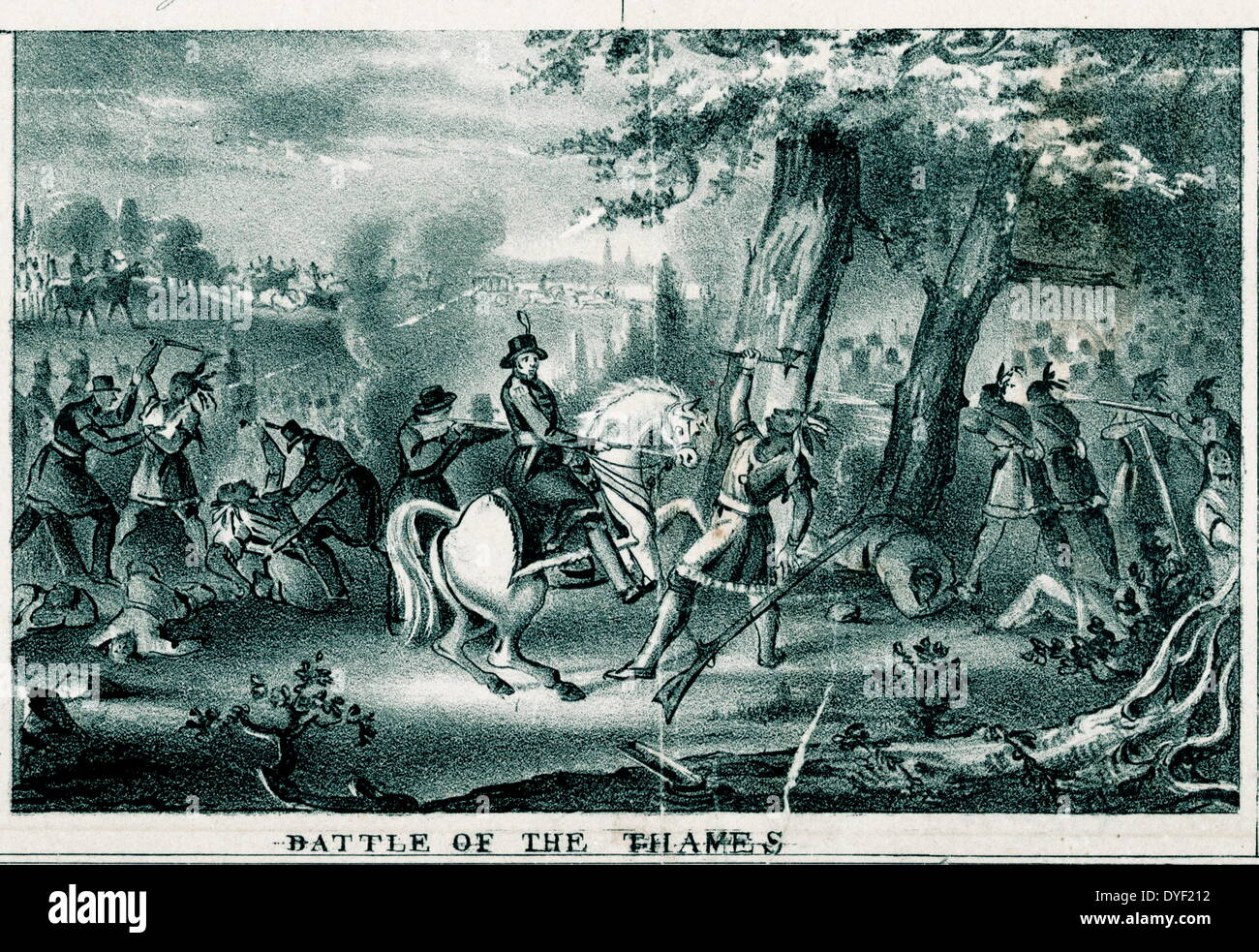 Illustration de la bataille de la Thames, montrant les colons dans la ...