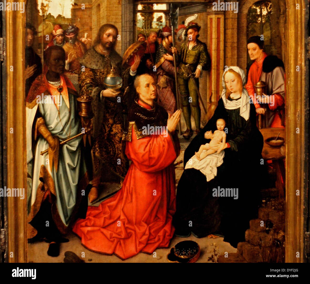 Détail de l'Adoration des Mages' triptyque par Adriaen Isenbrandt. Circa 1510-1512. Huile sur ...