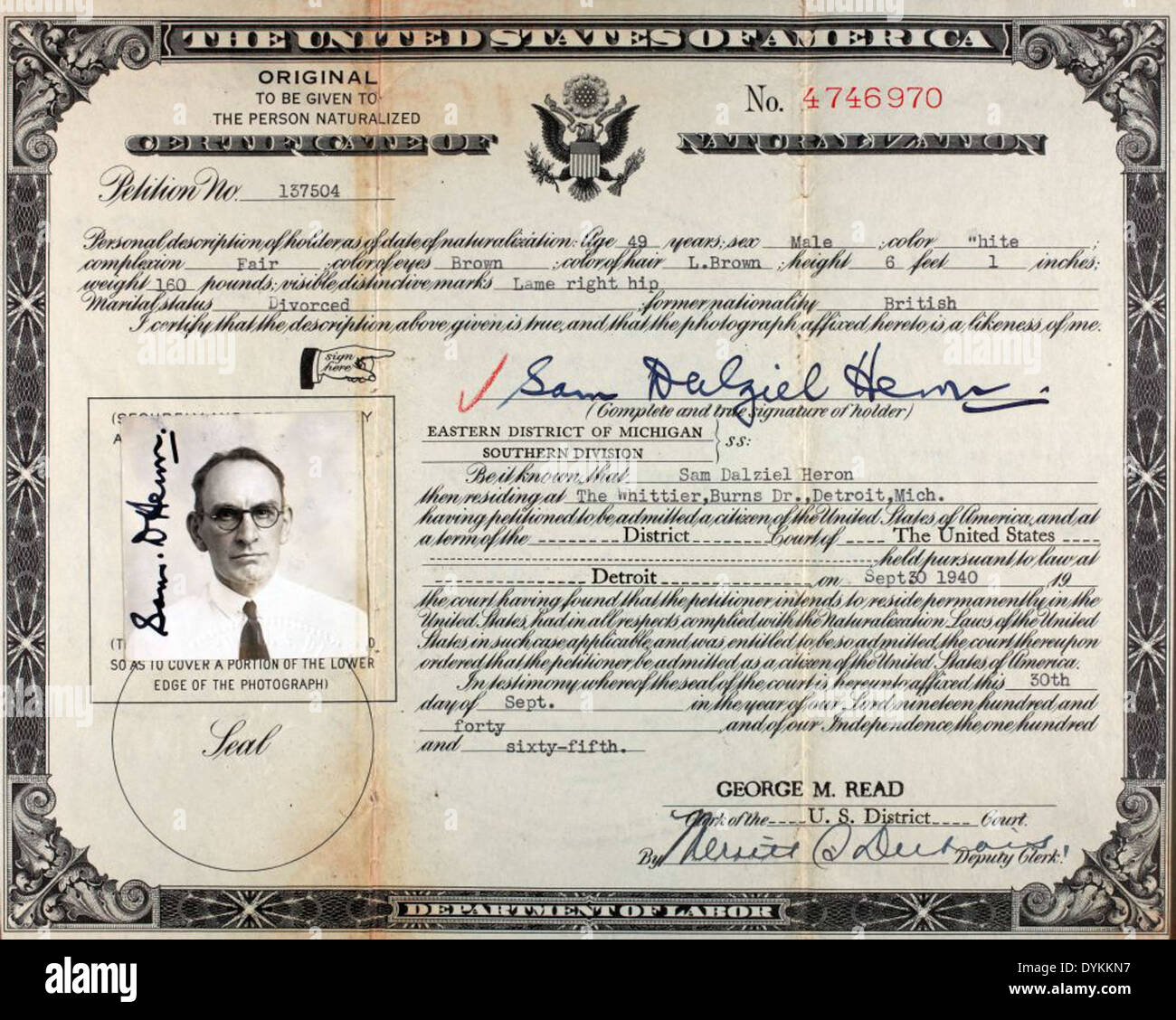 Certificat de naturalisation Banque de photographies et d’images à ...